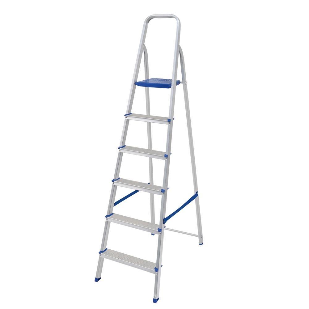 Escada Mor 5104 em Alumínio c/ 6 Degraus e Fita de Segurança - Escadas ...