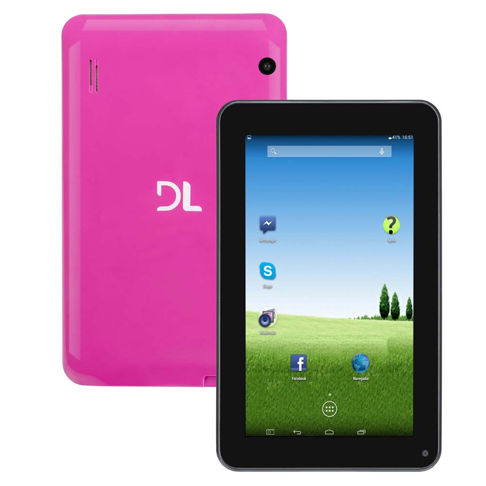 Tablet DL E-Volution S Pink com Tela 7", 8GB, Wi-Fi, 2 Câmeras, Suporte ...