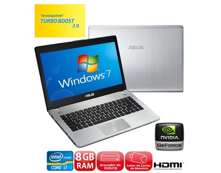 Notebook Asus N46VM-V3081Q com Intel® Core™ i7 | Casas Bahia